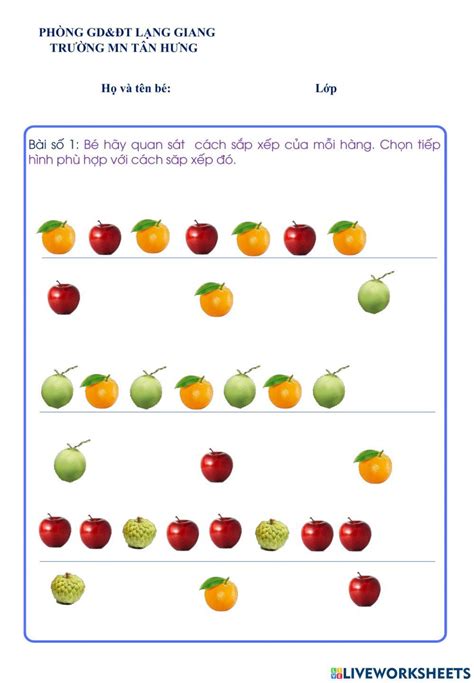 sắp xếp xen kẽ online exercise for live worksheets