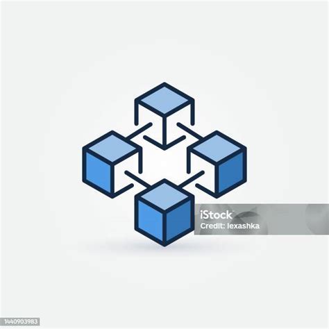 Blue Blockchain Technology Vector Icon Stock Illustration Download Image Now Database