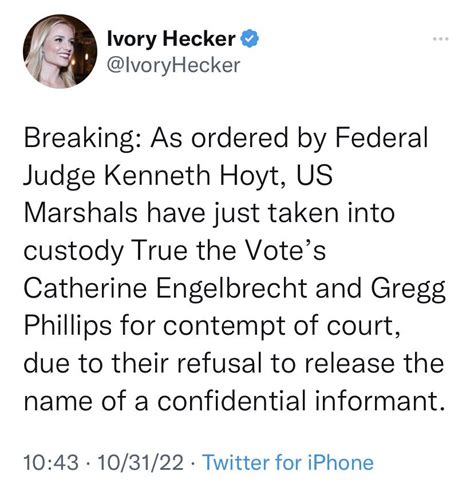 Judge Orders Us Marshalls To Arrest True The Vote Founders R