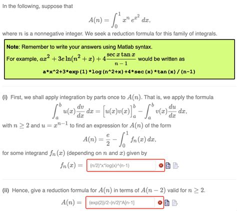 Solved In The Following Suppose That A N Xnex Dx Where Chegg Com