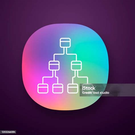 트리 다이어그램 앱 아이콘입니다 계층 적 시스템 노드 링크 다이어그램 프로세스의 시각적 표현 트리 구조입니다 Ui Ux 사용자