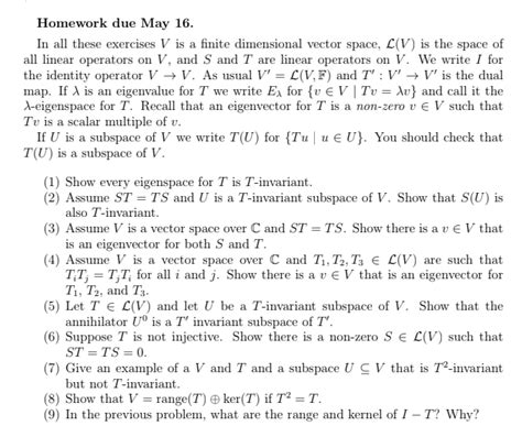 Solved Homework Due May In All These Exercises V Is A Chegg