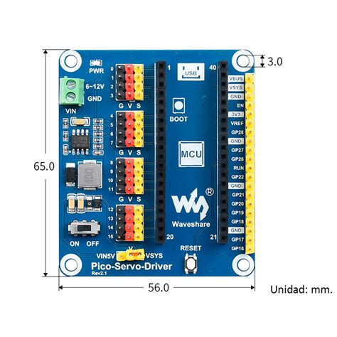Hat Pico Servo Driver Para Pico W Microbot México