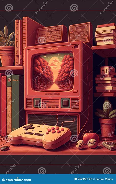 Retro Gaming Console And Pad In Room Created Using Generative Ai