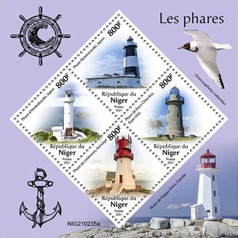 Niger 2021 Lighthouses Japan Norway 4 Stamp Sheet NIG210235a