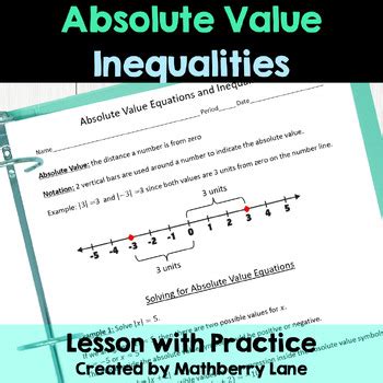 Solving Absolute Value Equations And Inequalities Lesson Guided Notes