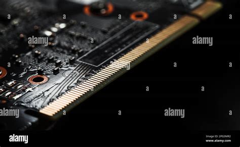 Pci Express Gpu Connection Pins Close Up Photo With Selective Focus
