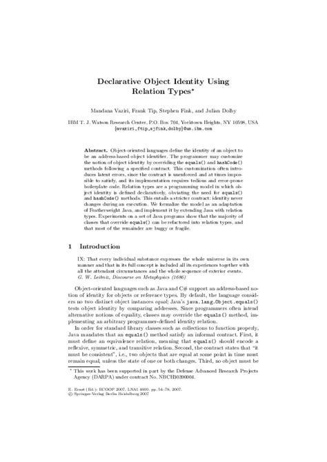 Pdf Declarative Object Identity Using Relation Types