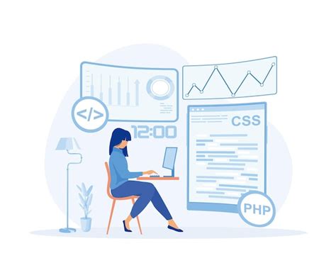 premium vector programmer working modern flat concept for web banner