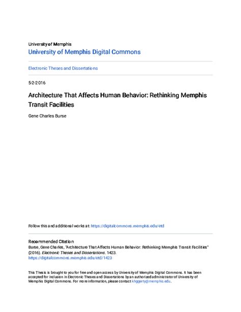 Pdf Architecture That Affects Human Behavior Rethinking Memphis