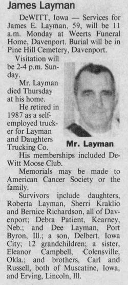 James Edward Layman 1931 1991 Find A Grave Memorial