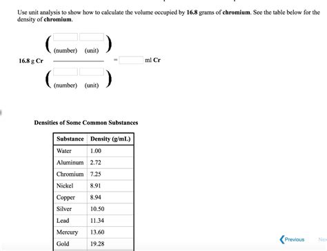 Solved Use Unit Analysis To Show How To Calculate The Volume Chegg Com