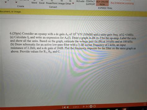 Solved Consider An Opamp With A Dc Gain A0 Of 105 V V