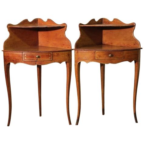 Pair Of 1920s French Corner Bedside Tables In Leather Corner Bedside Table Leather Bedside