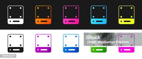Set Server Data Web Hosting Icon Isolated On Black And White Background Vector Stock