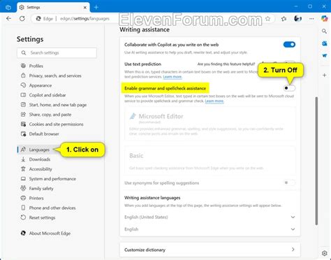 Enable Or Disable Grammar And Spellcheck Assistance In Microsoft Edge Windows 11 Forum