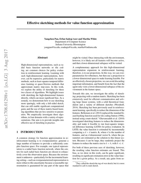 Pdf Effective Sketching Methods For Value Function Approximation