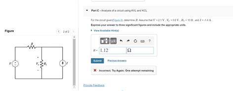 Solved Part C Analysis Of A Circuit Using KVL And KCL For Chegg