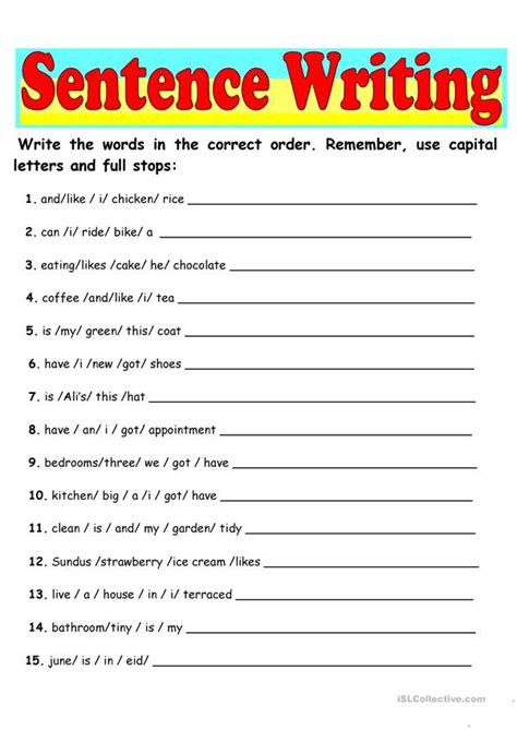 Esl Writing Practice Worksheets Writing Worksheets