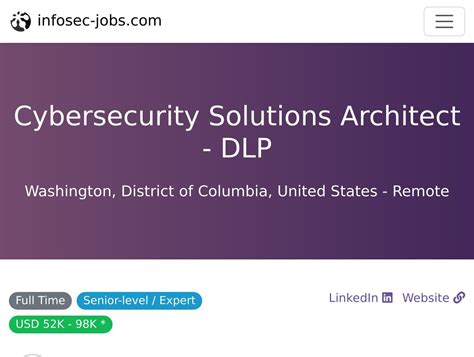[hiring] Cybersecurity Solutions Architect Dlp Remote R Infosec Jobs