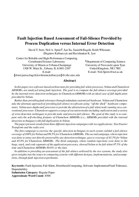 pdf fault injection based assessment of fail silence provided by