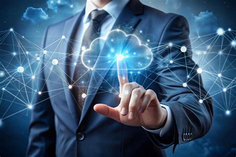 Businessman Touching Connect To Data Information On Cloud Computing Network And Technology Of