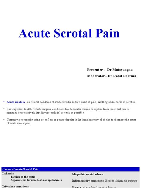 Acute Scrotal Pain 2 Pdf Testicle Genitourinary System