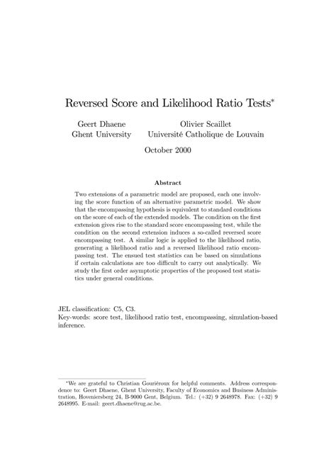 Pdf Reversed Score And Likelihood Ratio Tests