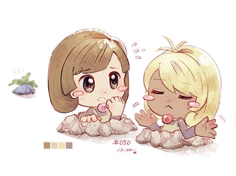 Chiuanzhang Alolan Diglett Diglett Oddish Nintendo Pokemon 2girls