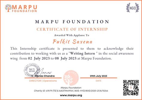 Pulkit Saxena On Linkedin Marpufoundation Internshipexperience