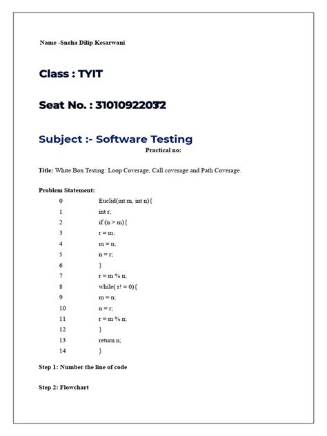 Snehakesarwani Loop Call Path Coverage Pdf Applied Mathematics