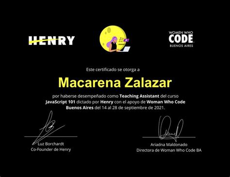 Macarena Zalazar On Linkedin Javascript Opportunity Thankyou Womanwhocode Soyhenry