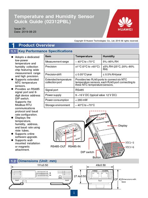 Temperature And Humidity Sensor Quick Guide 02312pbl Pdf