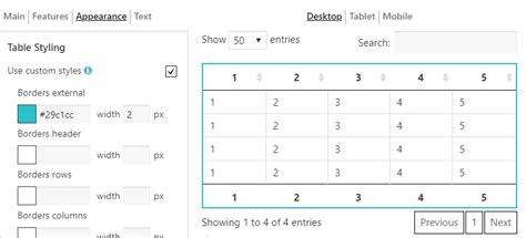 Custom Table Styles Supsystic