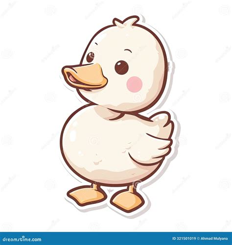 Cute Cartoon Duck With Blush Cheeks Standing Generated With Ai Stock Illustration Illustration