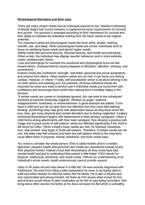 Unit 14 Task 2 Very Interesting And Helpful Physiological Disorders