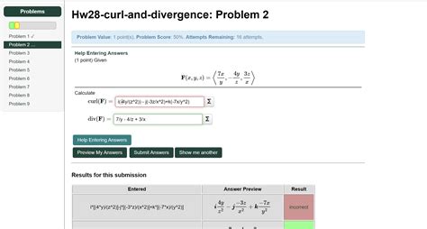 Solved Hw28 Curl And Divergence Problem 2problem Value 1