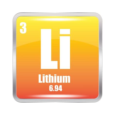 Premium Vector Lithium Element Icon Yellow And Orange Square Chemical Symbol Li Atomic Number