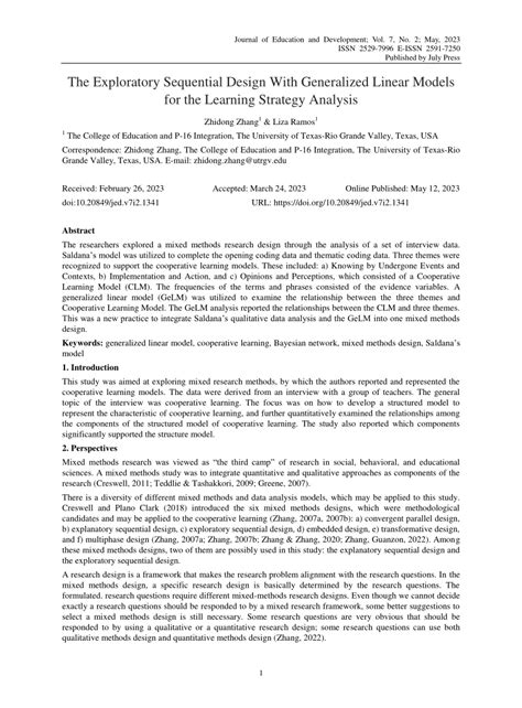 Pdf The Exploratory Sequential Design With Generalized Linear Models