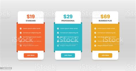 Minimalistic Abstract Pricing Comparison List Template Design Stock Illustration Download
