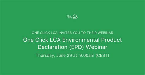 One Click Lca Environmental Product Declaration Epd Webinar One Click Lca