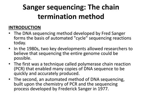 Dna Sequencing Sangers Method
