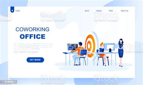 헤더와 사무실 평면 방문 페이지 템플릿을 공동 작업 회사 직원 작업 공간 웹 배너 홈페이지 디자인 파트너십 콜라보레이션 벡터 일러스트레이션 인적 자원에 대한 스톡 벡터 아트