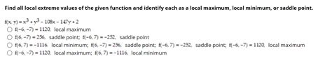 Solved Find All Local Extreme Values Of The Given Function
