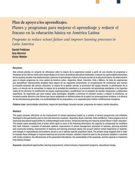 Plan De Apoyo A Los Aprendizajes Planes Y Programas Para Mejorar El Aprendizaje