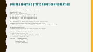 Juniper JNCIA Juniper Floating Static Route Configuration PPTX Computer Networking Computing