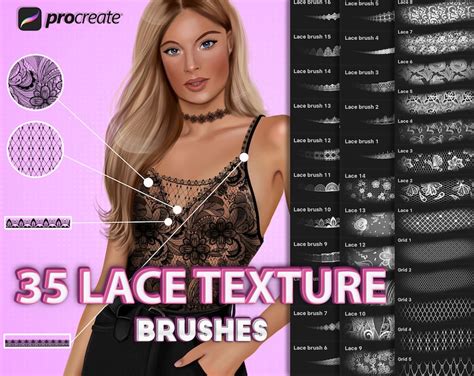 Procreate Lace Texture Brushes Lace Brushes Set Etsy