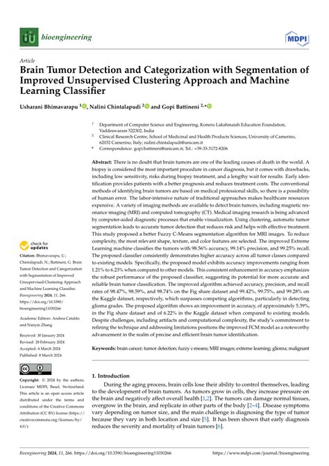 Pdf Brain Tumor Detection And Categorization With Segmentation Of Improved Unsupervised