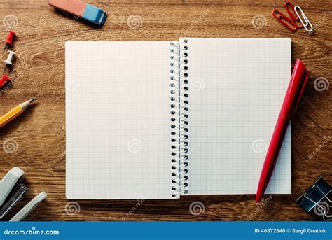 Red Pen Ready For Writing On An Open Notebook Stock Photo Image Of