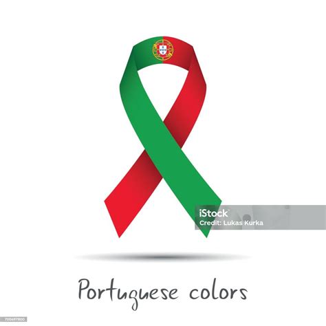 포르투갈어와 현대 색된 벡터 리본에 고립 된 흰색 배경 색상 추상 포르투갈어 플래그 포르투갈 로고 제작 개념과 주제에 대한 스톡 벡터 아트 및 기타 이미지 Istock